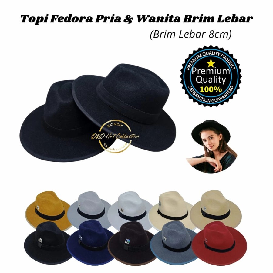 Jual Topi Fedora Lebar Premium Tebal Aneka Warna Topi Fashion Pria dan ...