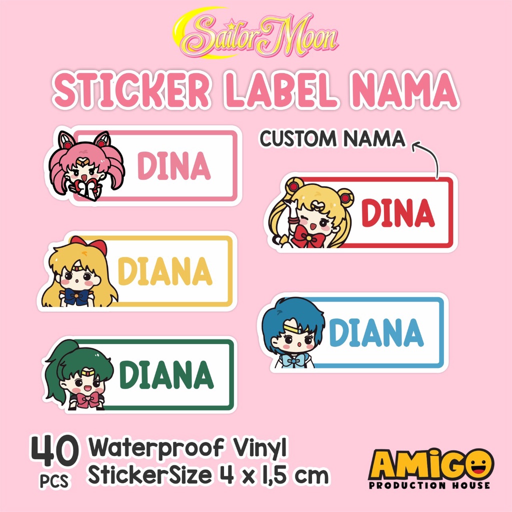 Jual Stiker Label Nama Anak Molang Alat Tulis ATK Genshin Impact Disney ...