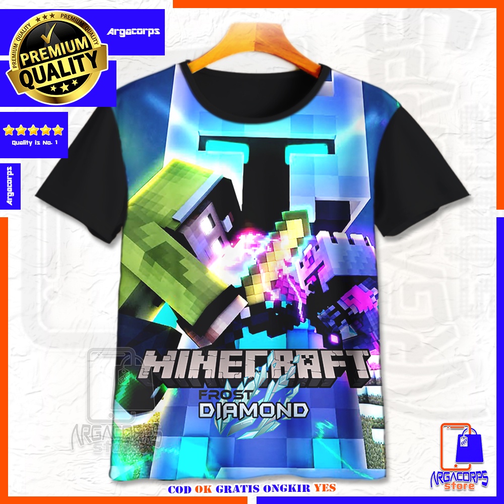 Jual Kaos Anak 3D Baju Anak Minecraft Frost Diamond V4 Pakaian Anak 1 ...