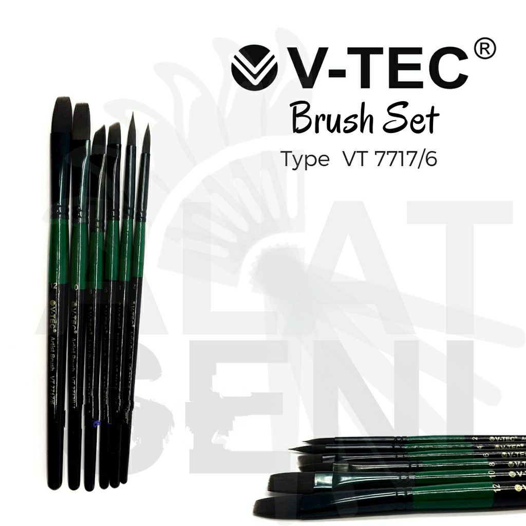 Jual V-Tec Artist Brushes / V-Tec Kuas Lukis type VT-7717/6 V-Tec Brush ...