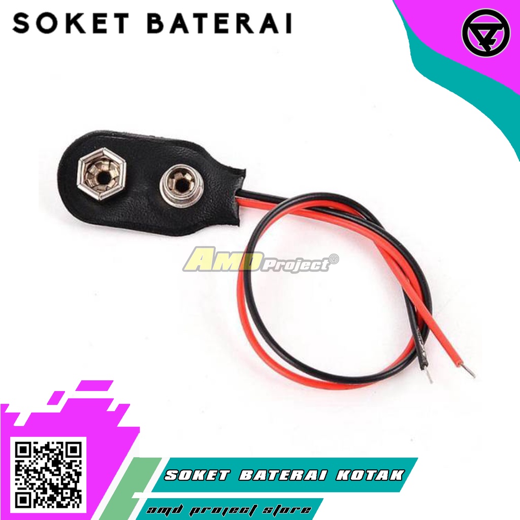 Jual Soket Baterai Kotak 9V Kancing 15 Cm Socket Batrai 9 Volt Tutup ...