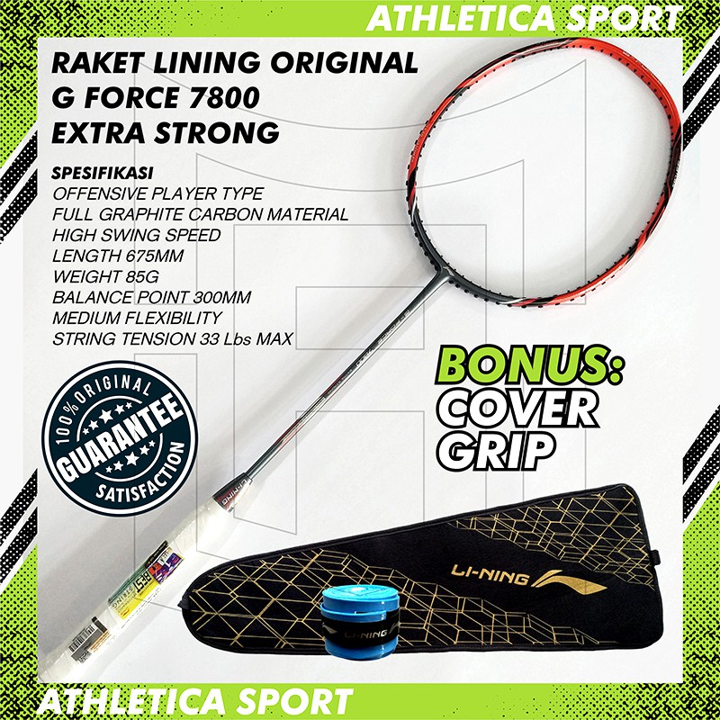 Jual RAKET BADMINTON LINING GFORCE 7800 EXTRA STRONG ORIGINAL | Shopee ...