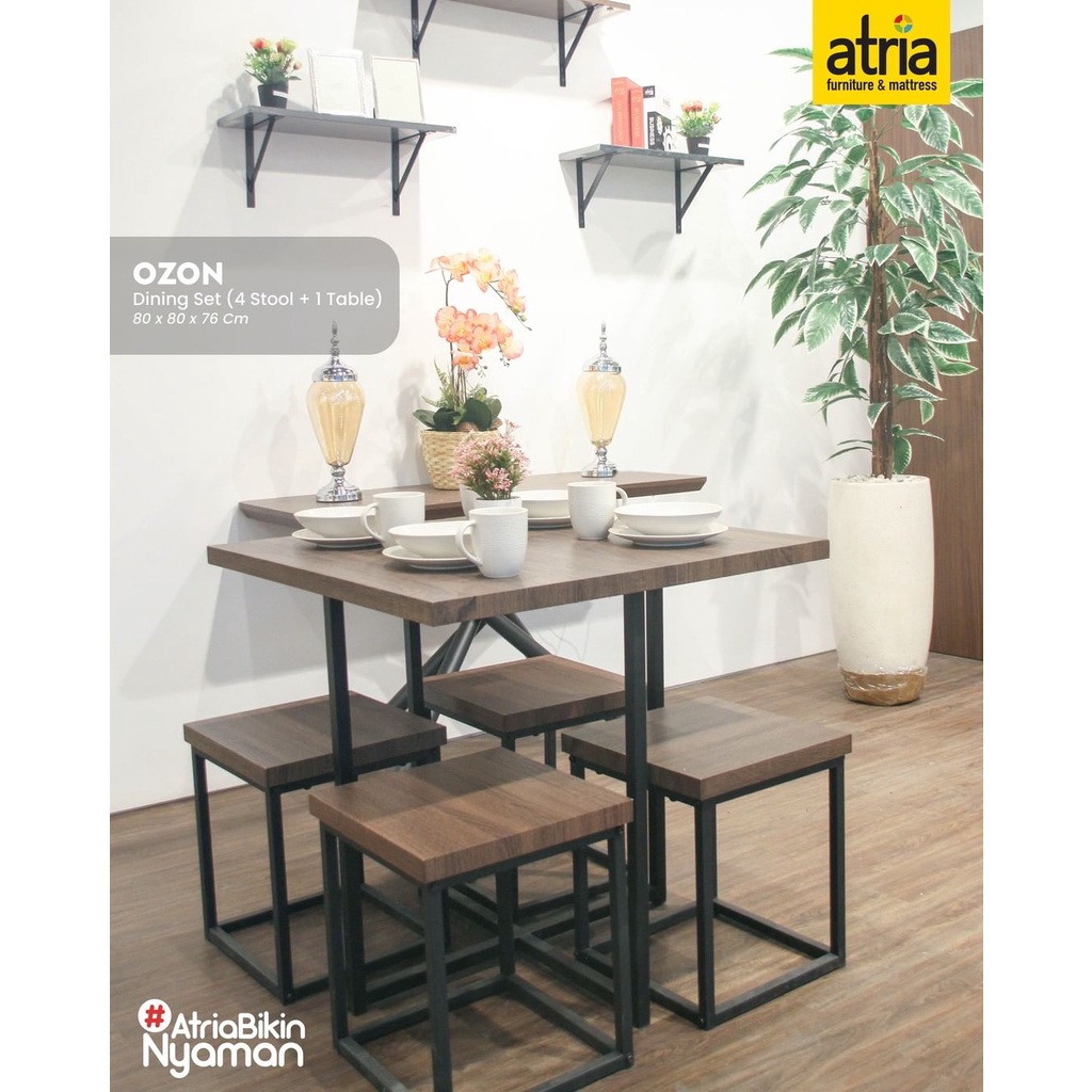 Jual Ozon Meja Makan Set Minimalis By Atria 1 Meja Dan 4 Kursi 80x80x76 ...