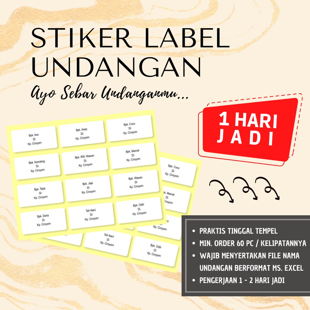 Jual CETAK STIKER LABEL UNDANGAN - LABEL UNDANGAN 103 | Shopee Indonesia