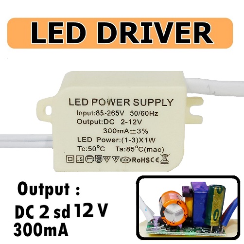 Jual Kit LED Driver 1-3*1 Watt ( 1 - 3 Led x 1W ) Casing Plastik Input ...