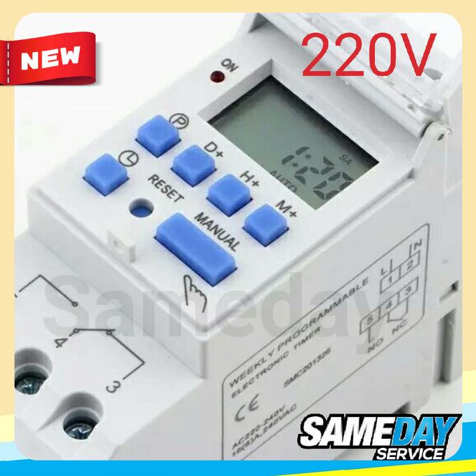 Jual Digital Timer Switch Programmable 220V On Off MCB Box Din Rail ...