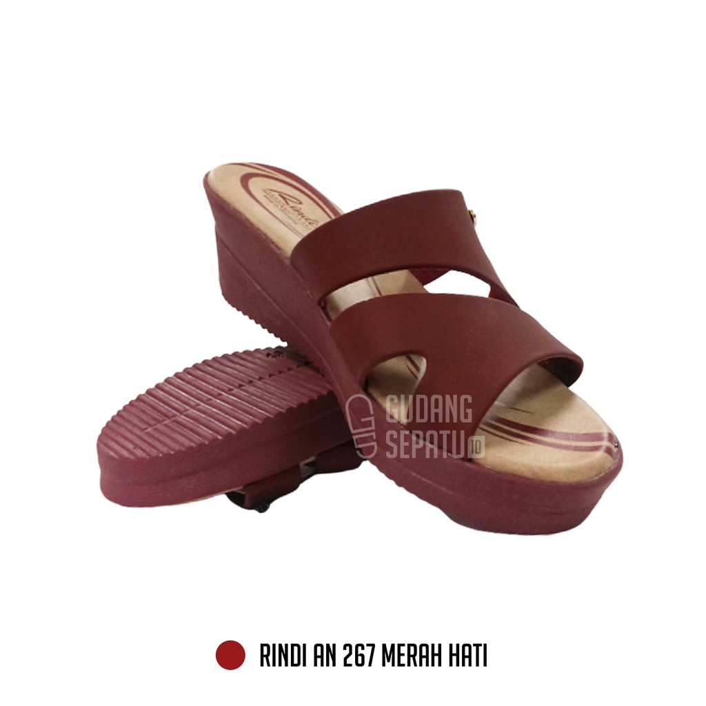 Jual Sandal Wedges Wanita Cewek Rindi AN 267 KAMEL MERAH HATI Sandal ...