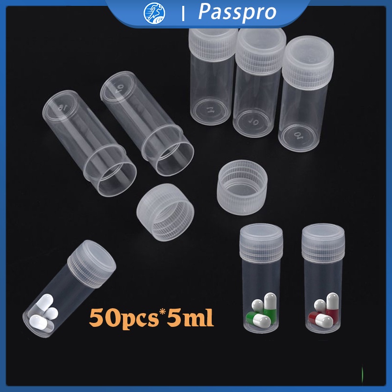 Jual 50 pcs Botol Sampel Plastik Kecil 5ml bening tutup putih Botol ...