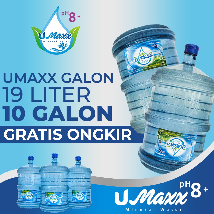 Jual Umaxx Mineral Water pH8+ Galon 19 L (10 Galon) | Shopee Indonesia