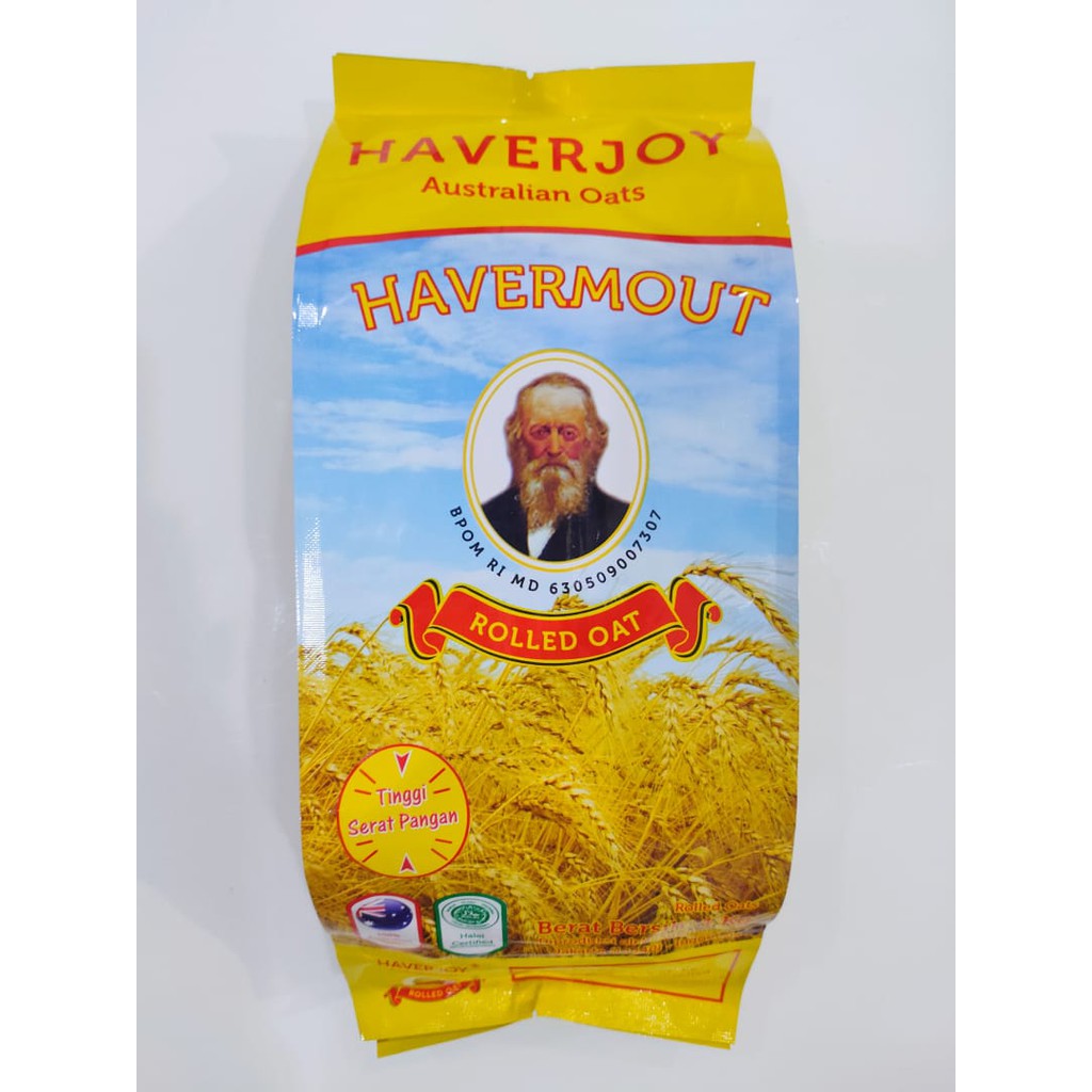 Jual Haverjoy havermout rolled oatmeal 1000gr 1kg oat meal 1 kg kuning ...