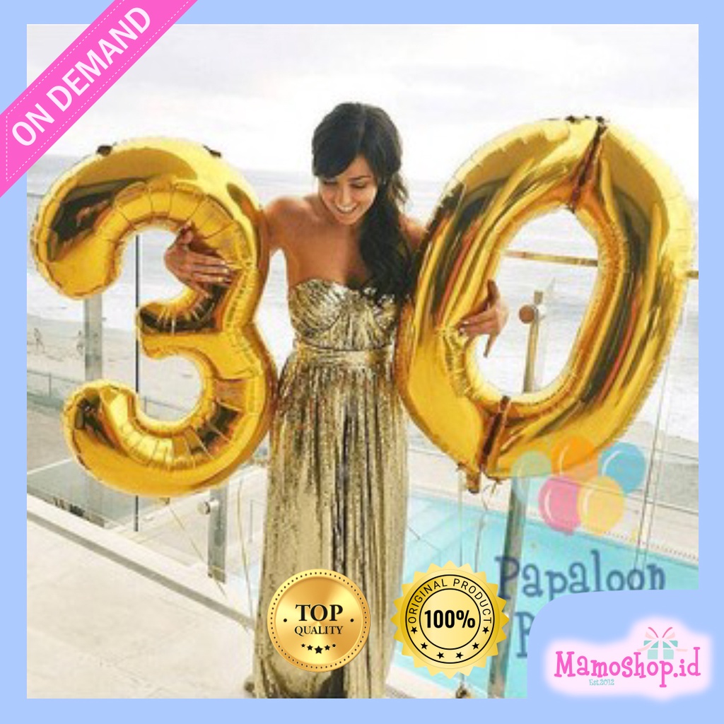 Jual Balon Angka Gold 100 cm Balloon Number Jumbo 1m | Shopee Indonesia