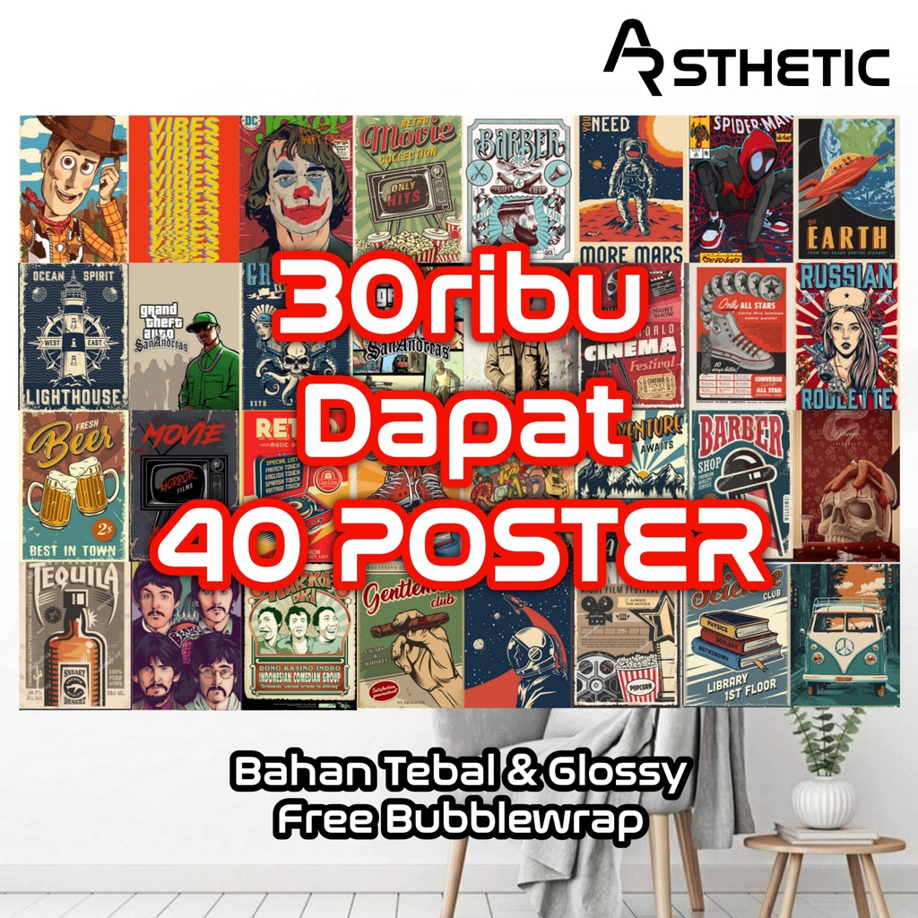 Jual POSTER DINDING AESTHETHIC ISI 40 / Poster dinding aesthetic ...