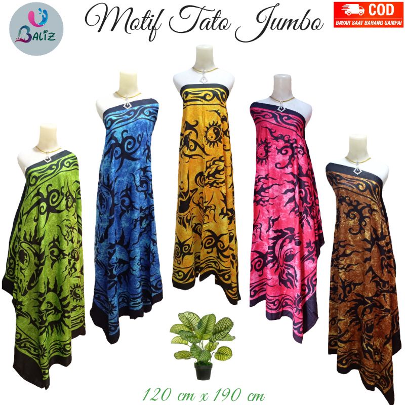 Jual Kain Bali Pantai - Kain Bali Motif New Tato Jumbo- Sarung Pantai ...