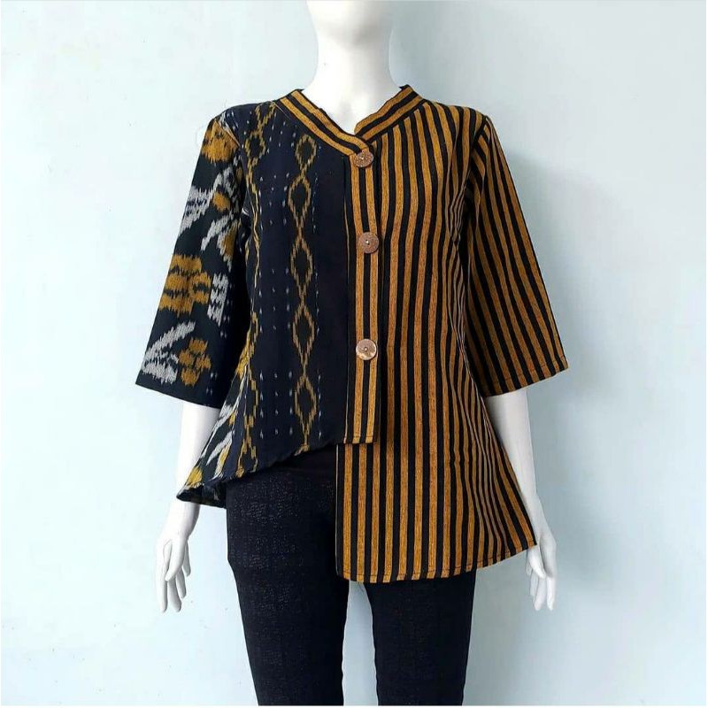 Jual BLOUSE TENUN BAJU ATASAN TENUN ETNIK LURIK 01 | Shopee Indonesia