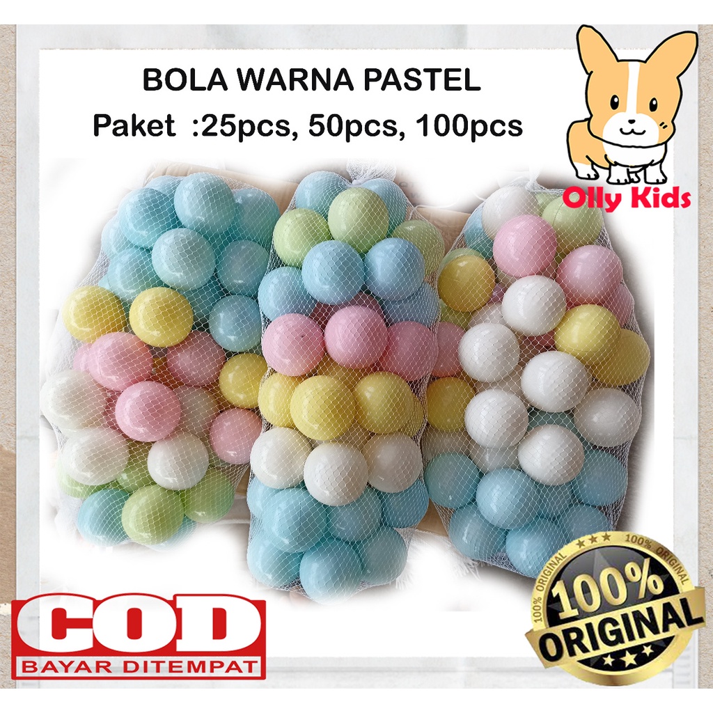 Jual OLLYKIDS MANDI BOLA ANAK BAYI WARNA PASTEL 25pcs 50pcs 100pcs ...