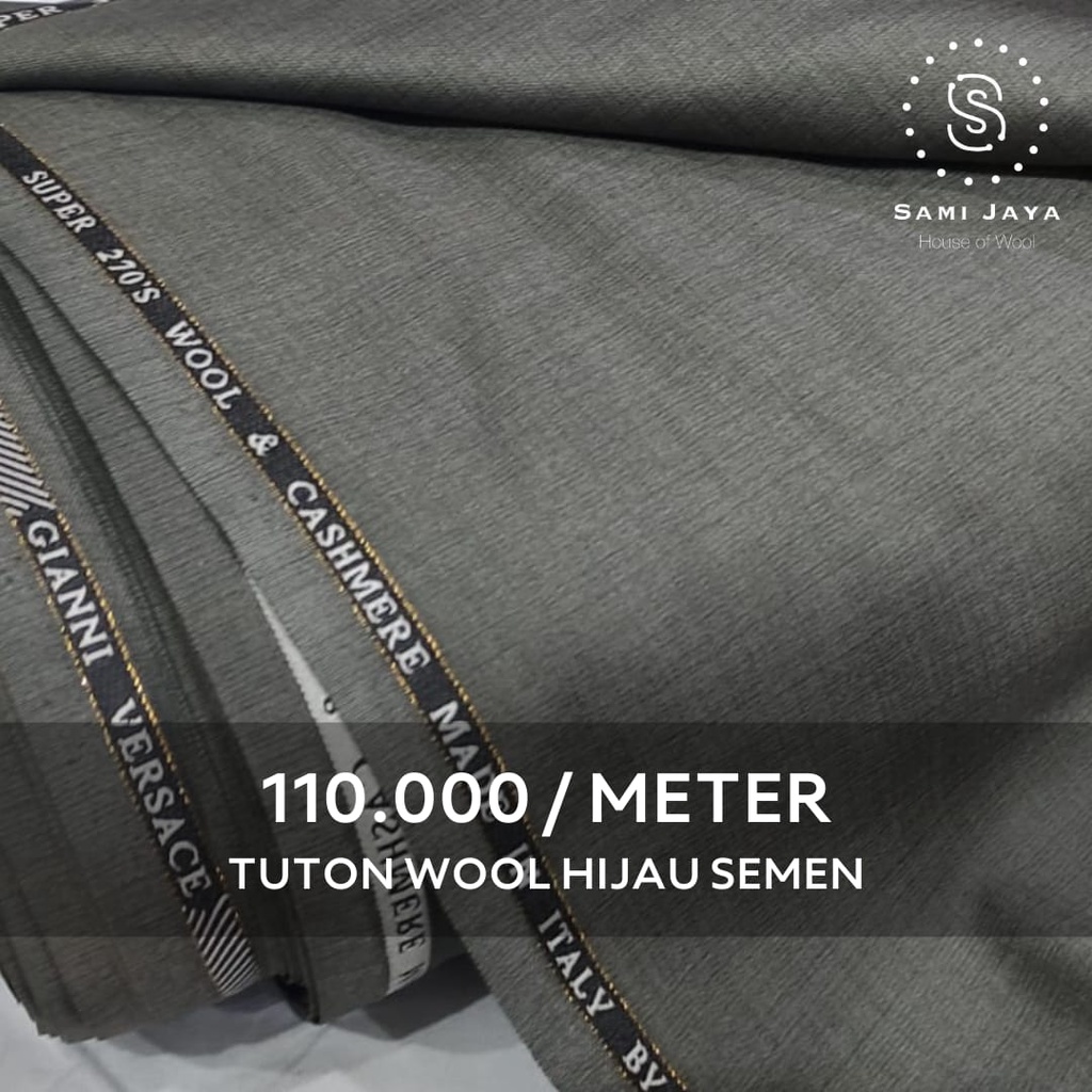 Jual Kain Bahan Jas & Celana Wedding GVersace Wool warna Hijau Semen ...