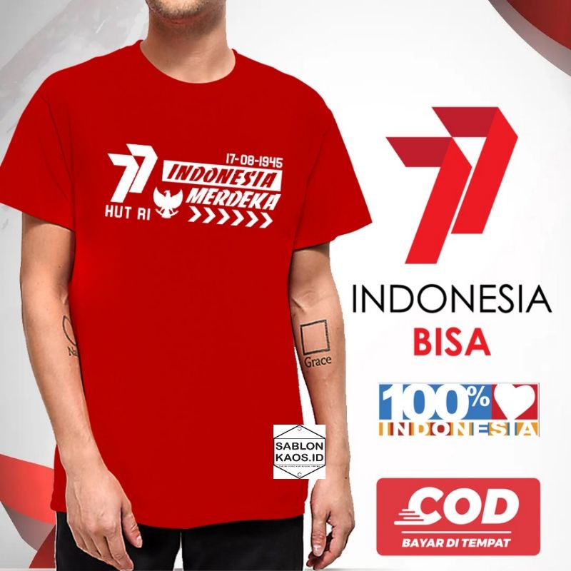 Jual Kaos Hut Ri / Kaos Indonesia Merdeka / Kaos Dirgahayu Ri 77th | Shopee Indonesia