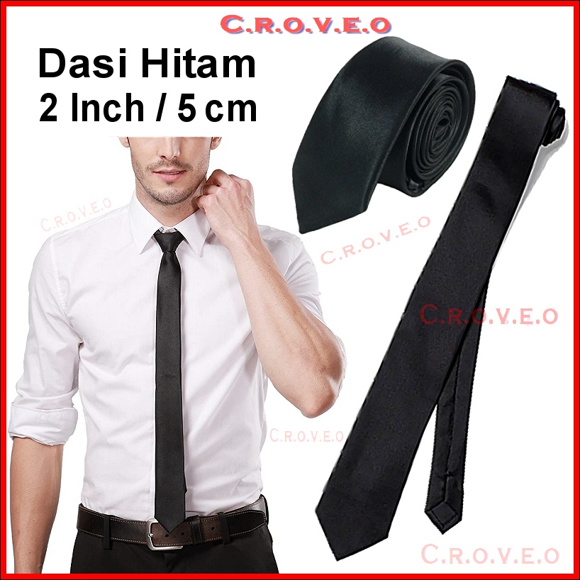 Jual Dasi Polos Panjang Slim Pria Hitam 5 cm 2 Inch Fit Slimfit Kerja ...