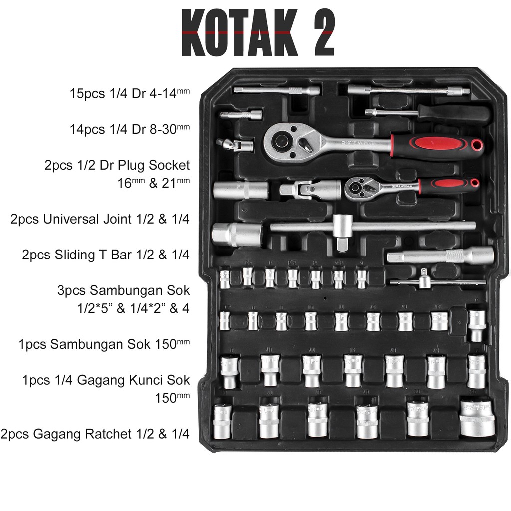 Jual Allefix Tool Kit 187 PCS Perkakas Bengkel Dan Rumah Koper Lengkap Bahan Kuat | Shopee Indonesia