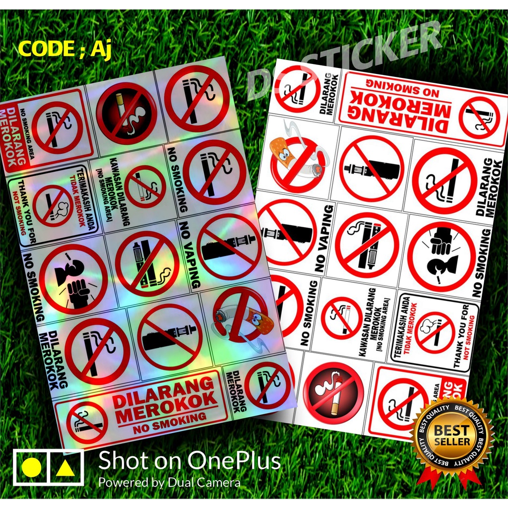 Jual Aj Sticker Stiker Dilarang Merokok Paket Pack Variasi Hologram ...