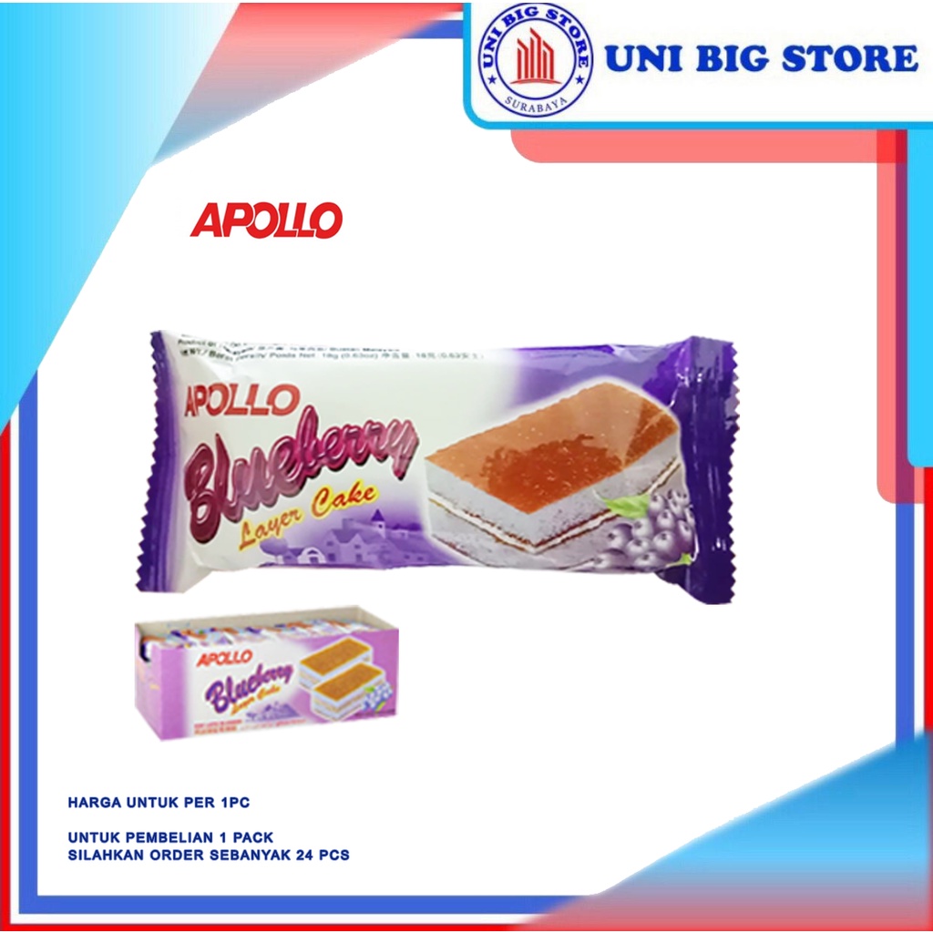 Jual Apollo Layer Cake Chocolate Pandan Blueberry Strawberry 18 Gr Pc ...