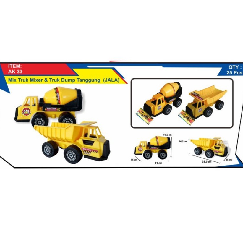 Jual AK 33 - Mainan Mobil Truk Konstruksi Truck Dump Kemasan Jala AK33 ...