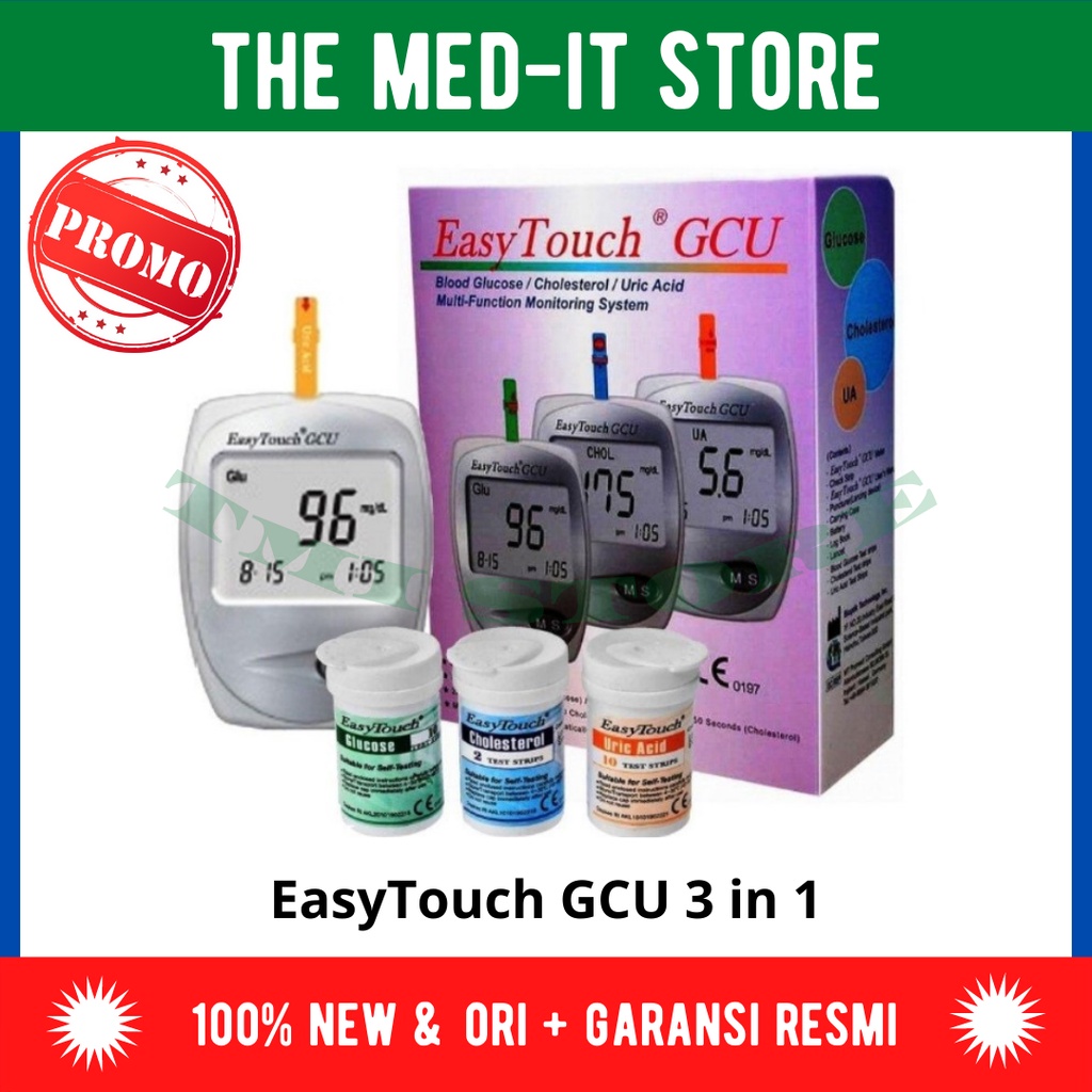 Jual Alat EasyTouch GCU 3in1 Test Cek Gula Darah Asam Urat Kolestrol ...