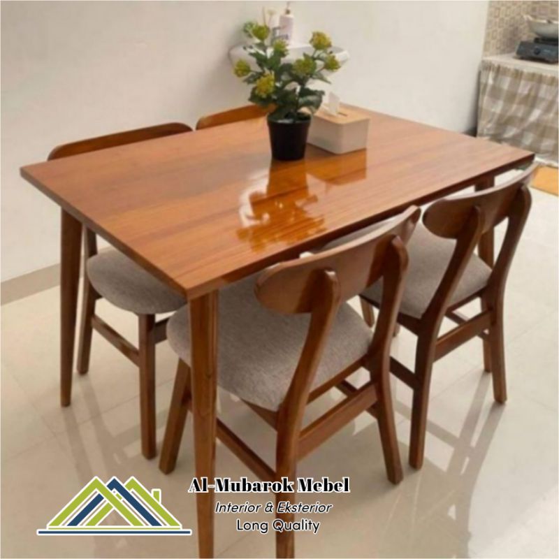Jual Set kursi makan jati / meja kursi makan / set meja makan minimalis | Shopee Indonesia