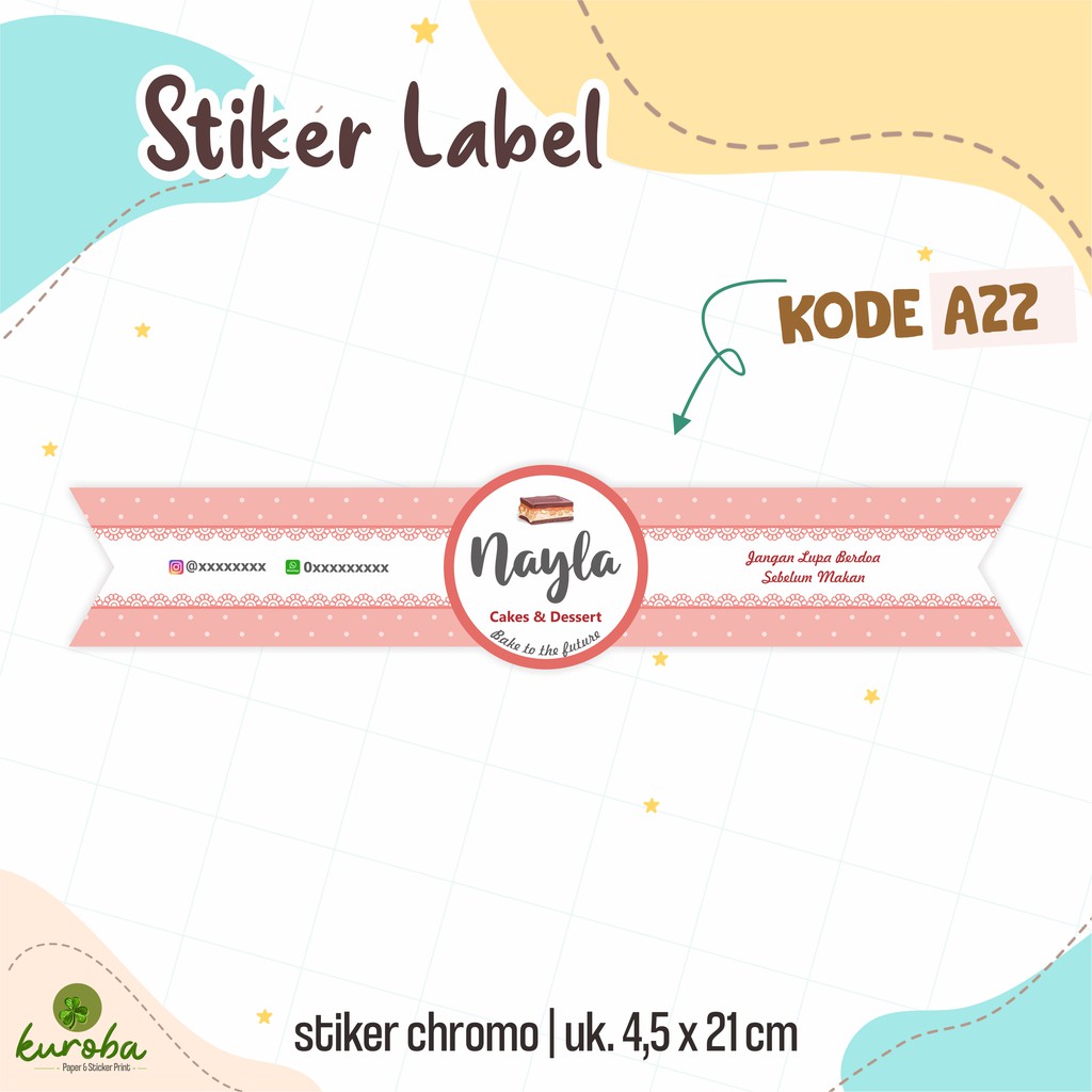Jual STIKER LABEL SEGEL DESSERT BOX CATERING 4,5 x 21 cm | Shopee Indonesia
