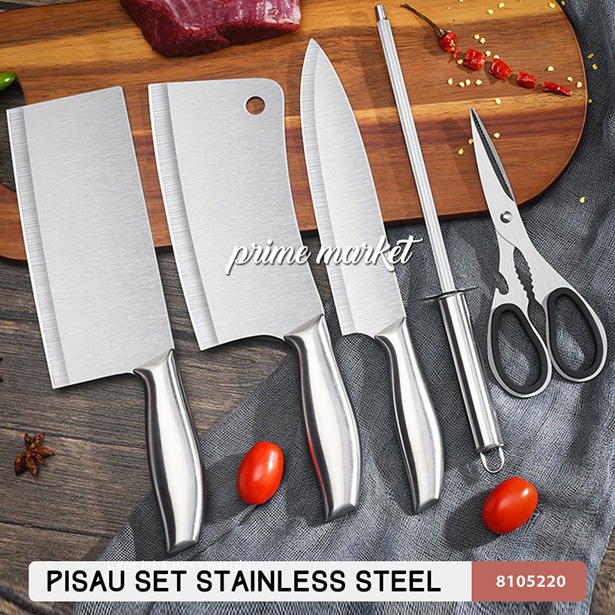 Jual Pisau Set isi 5pcs / Pisau Dapur Set / Pisau Tajam Stainless Steel ...
