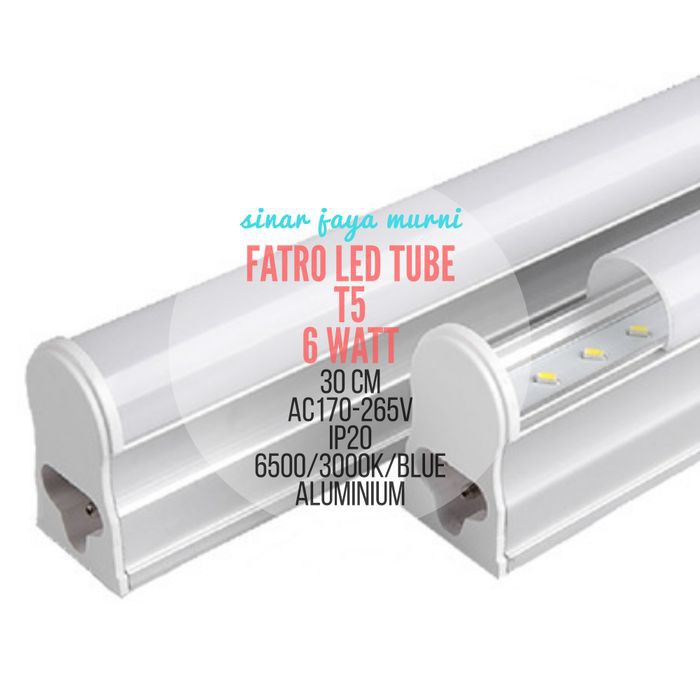 Jual Lampu TL LED T5 Silver 6 watt 30cm Putih Kuning Fatro Biru no ...