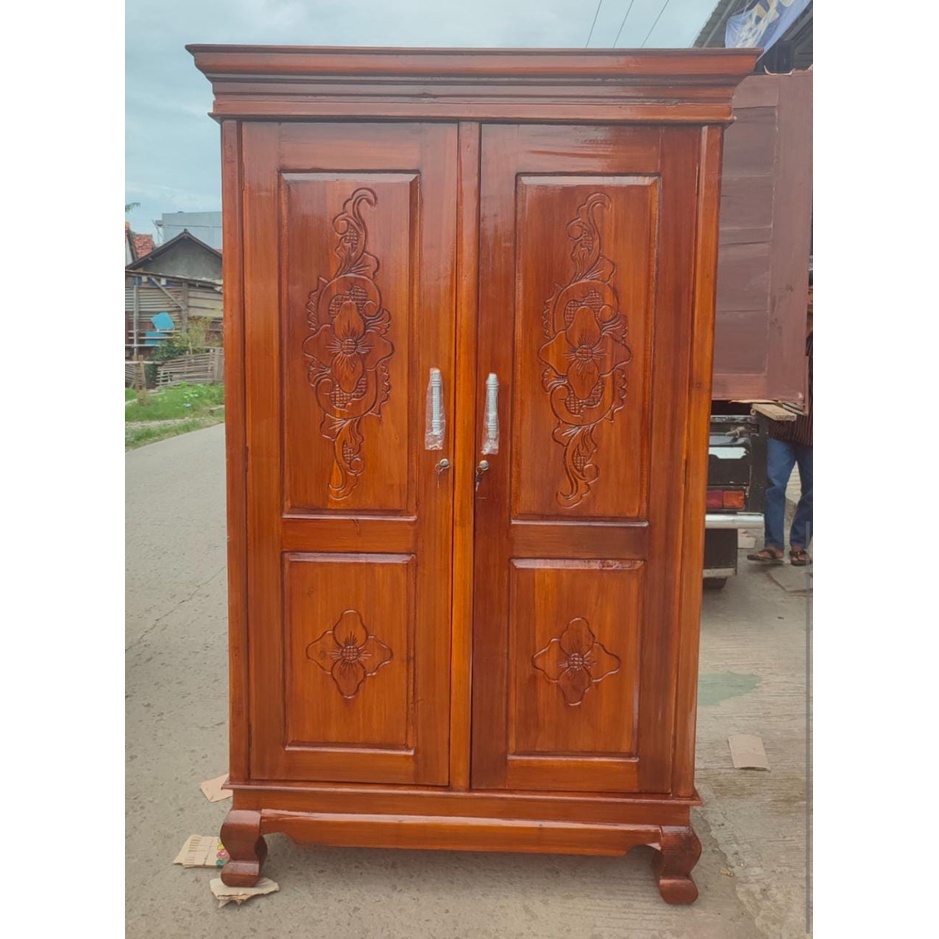 Jual LEMARI KAYU 2PT / LEMARI PAKAIAN MINIMALIS KAYU | Shopee Indonesia