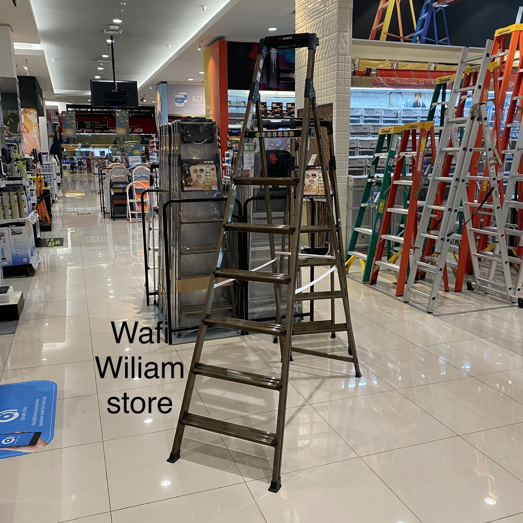 Jual Krisbow Fixsteps Tangga Lipat Aluminium 7 Wide Steps 2.15 M Gold ...