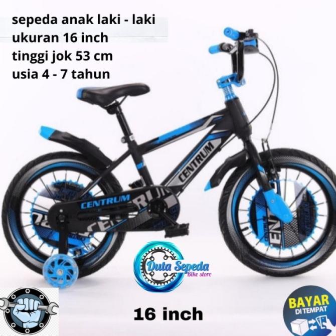 Jual sepeda anak laki umur 4 samapai 7 tahun ukuran 16 inch ban besar ...