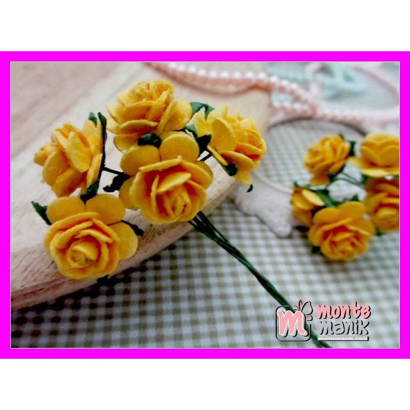 Jual Bahan Craft Aplikasi Bunga Mawar Kertas Kuning Kunyit - ABK-012 ...