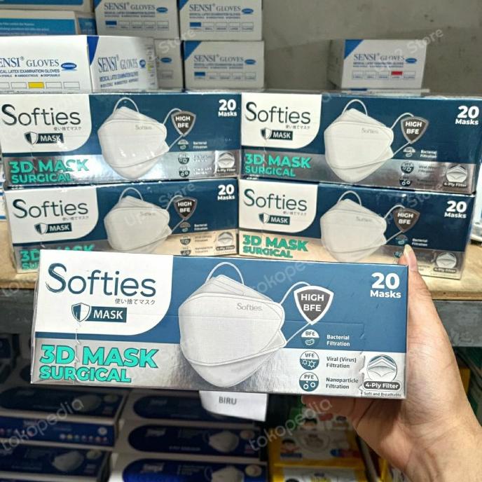Jual Softies 3D MASK SURGICAL 4ply isi 20/Masker Medis KF94 softies 4 ...