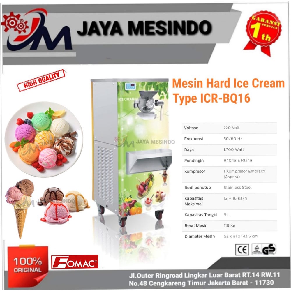 Jual Mesin Pengolah Es Krim / Hard Ice Cream Machine ICR-BQ16 FOMAC ...