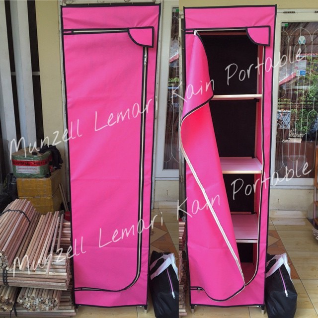 Jual LEMARI KAIN MUNZELL Type LPF 04, Pink (Lemari Pakaian Rak Baju 4 ...
