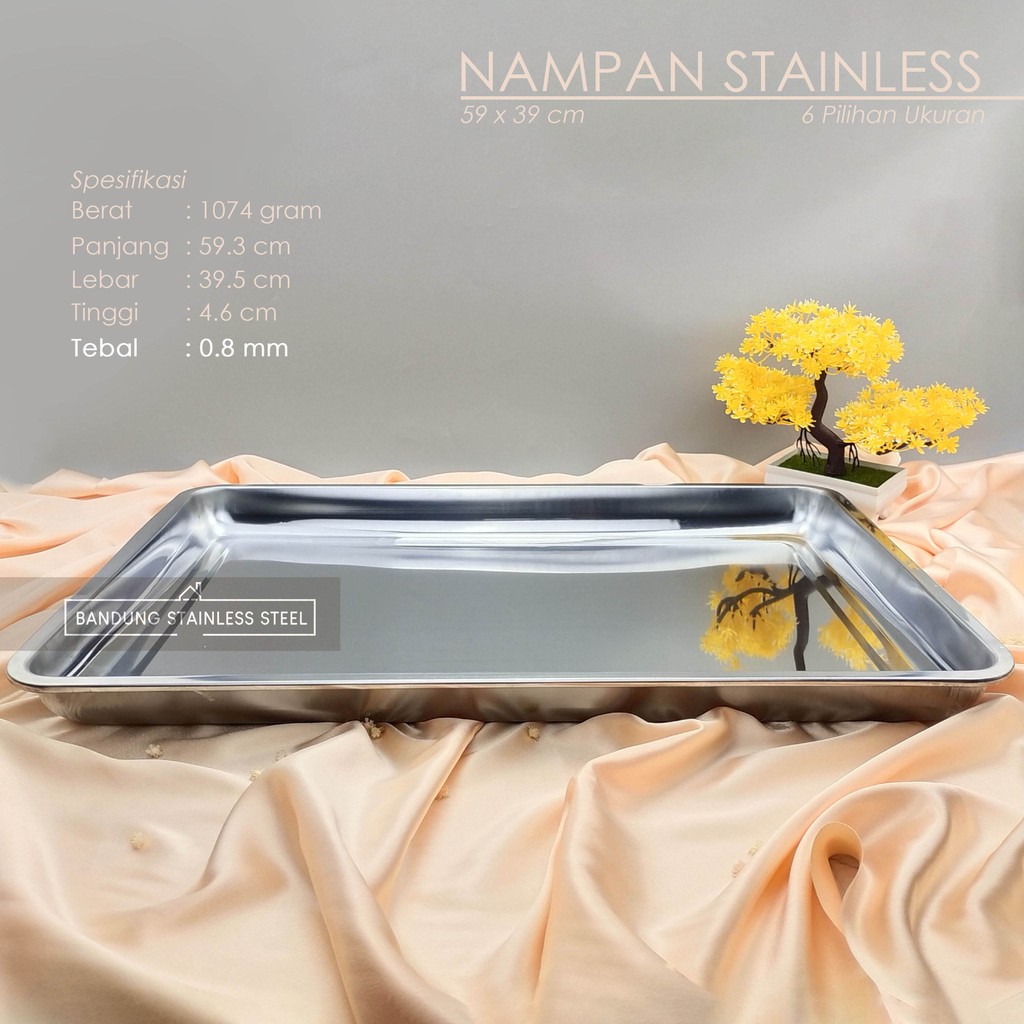 Jual Nampan baki stainless steel tebal 60x40x4.8cm kuat besar food tray ...