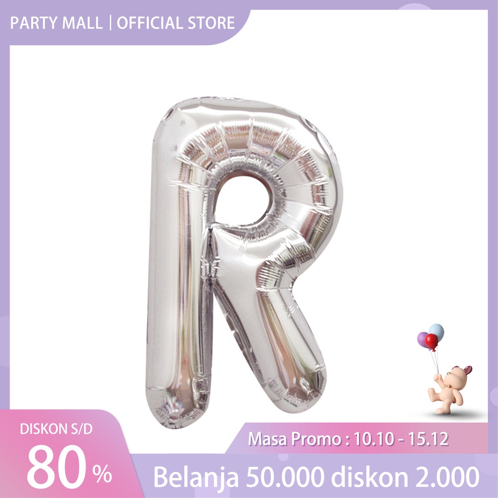 Jual Balon Foil Huruf Silver 16 Inch 40cm Abjad Alphabet A-Z Balon Foil ...