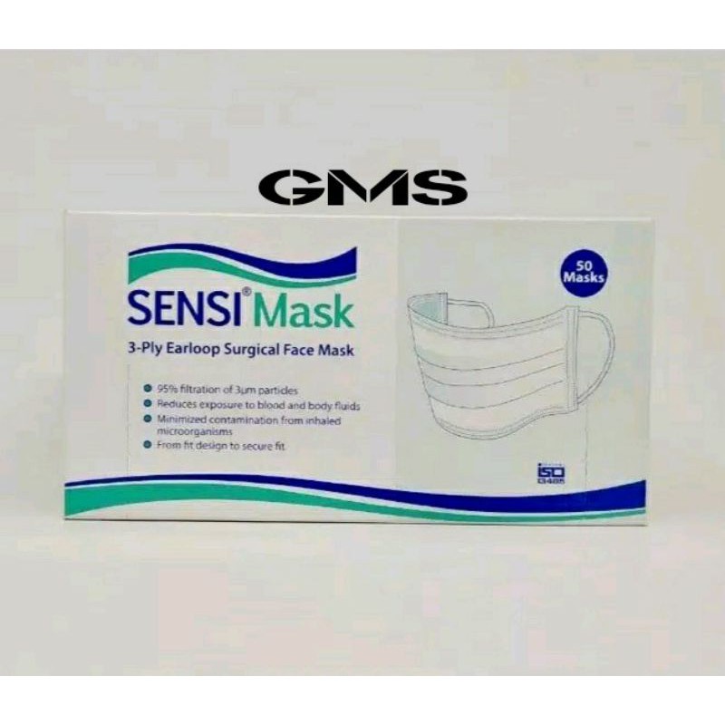 Jual Masker Sensi 3 ply Earloop Per Box isi 50 Pcs Original / Sensi ...