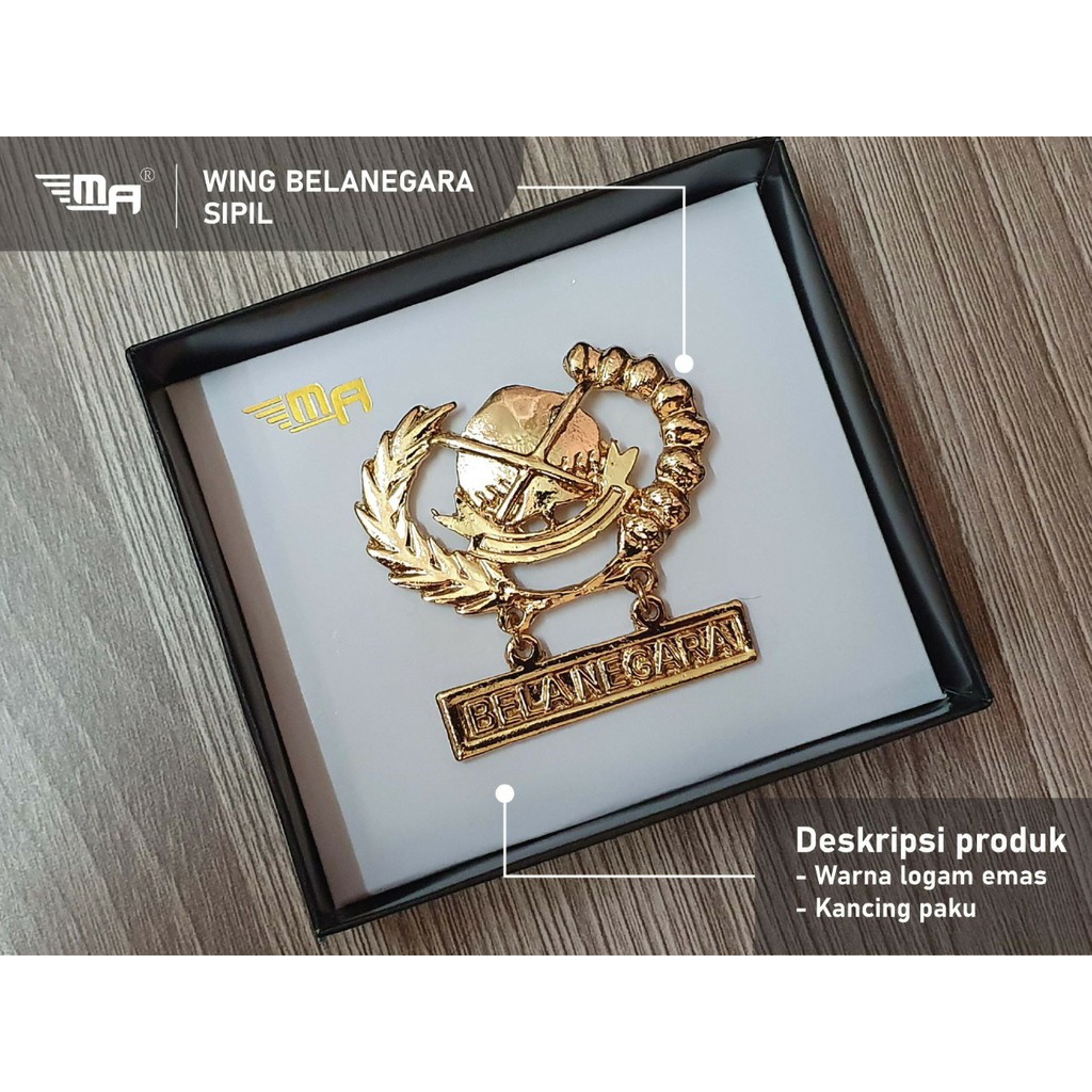 Jual Brivet Wing Bela Negara SIPIL PDH TNI / Militer Brivet Pin Wing ...