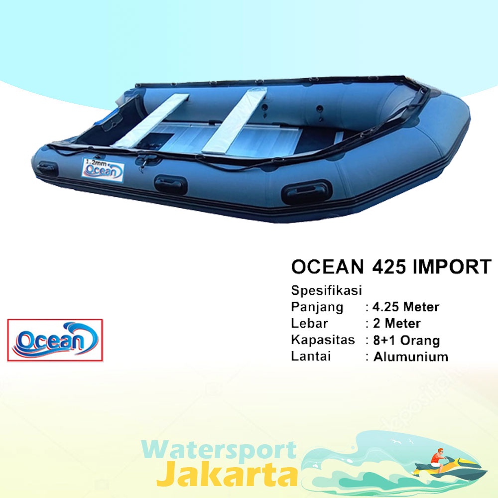 Jual Perahu Karet Rescue OCEAN 425 kap 8-9 orang PVC 1.2 mm Almunium ...