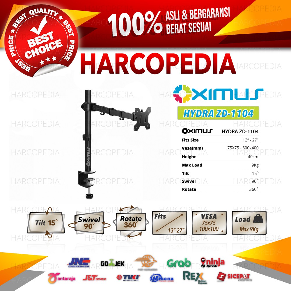Jual BRACKET MEJA LCD LED TV 1 Monitor 13" - 27" OXIMUS HYDRA ZD1104 ...