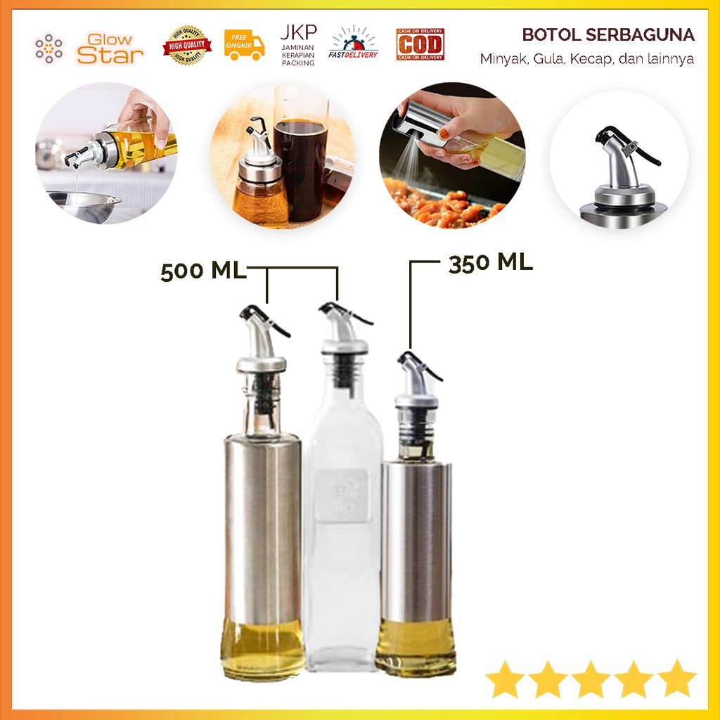 Jual Botol Gula / Botol Minyak Olive Oil 300/500ml, lapis stainless ...