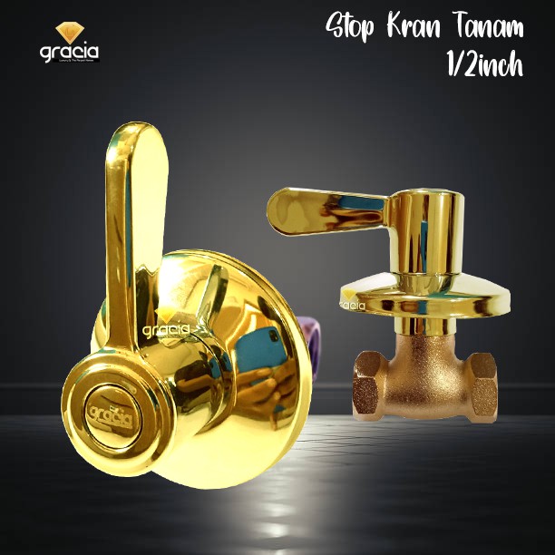 Jual Stop kran tanam GOLD kran dinding kran toilet 1/2 inch Stop Kran ...