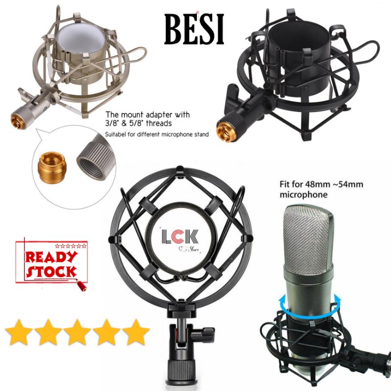 Jual Shockmount Besi kondensor mic universal 43-62mm - shockproof besi ...