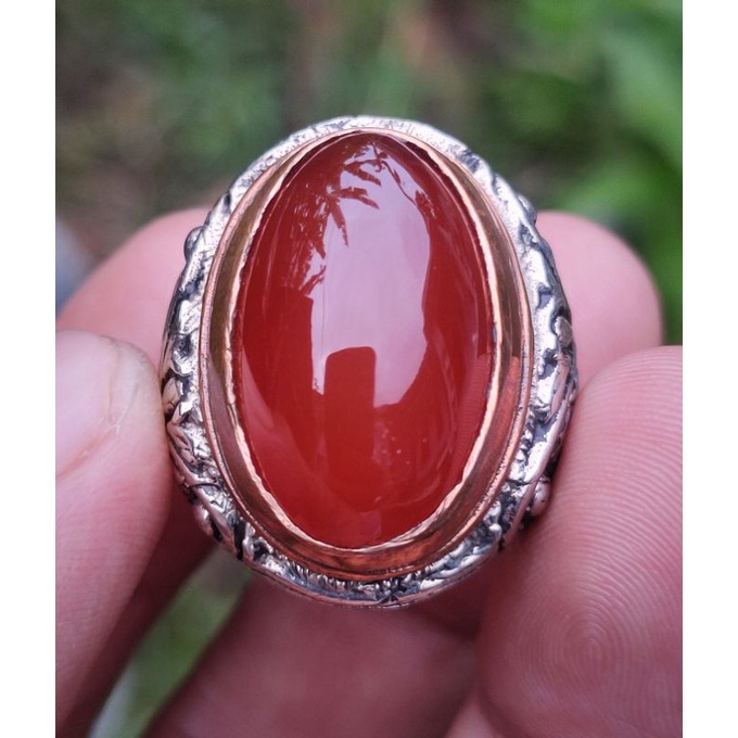 Jual Cincin batu akik RED REDISH TOMAT CARNELIAN CHALSEDONY Asli batu ...