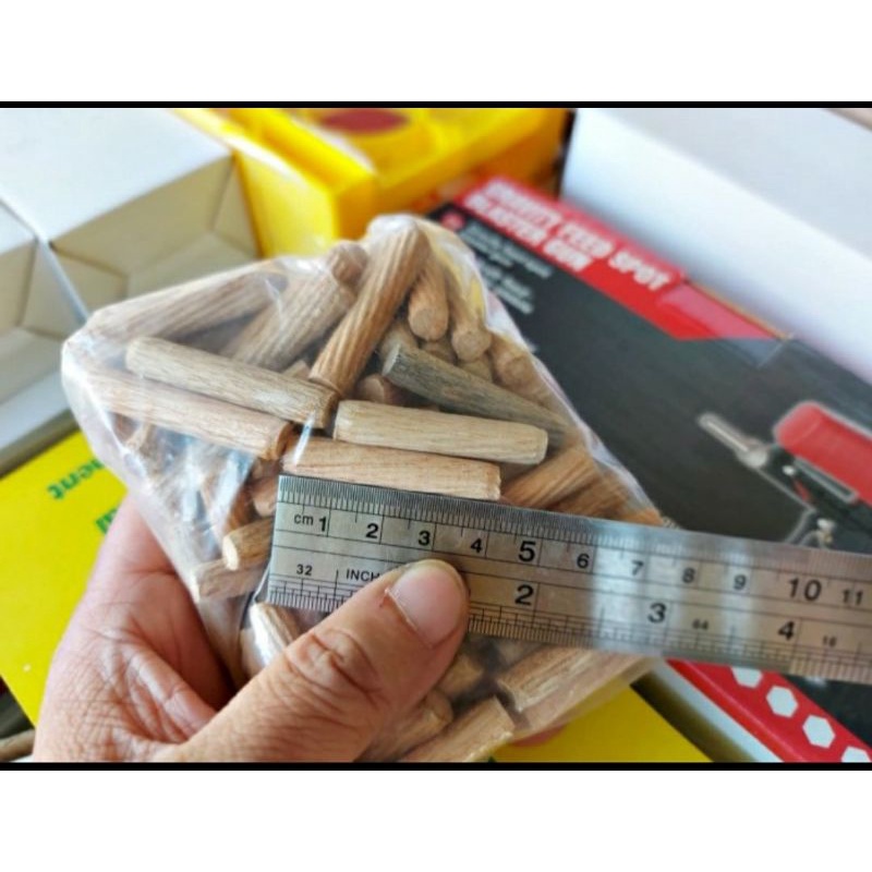 Jual Paku kayu 8mm kayu dowel ulir 8x40mm set 100pcs Pin Dowel Kayu 8mm ...