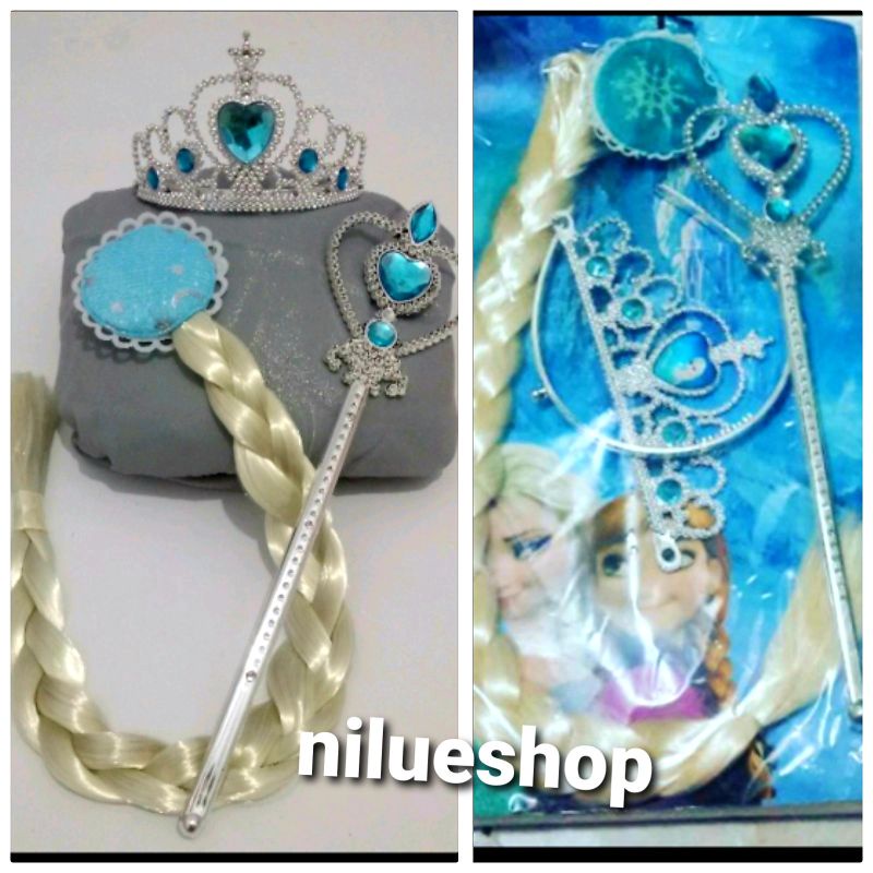 Jual aksesoris elsa frozen rambut mahkota dan tongkat/RAMBUT ELSA ...